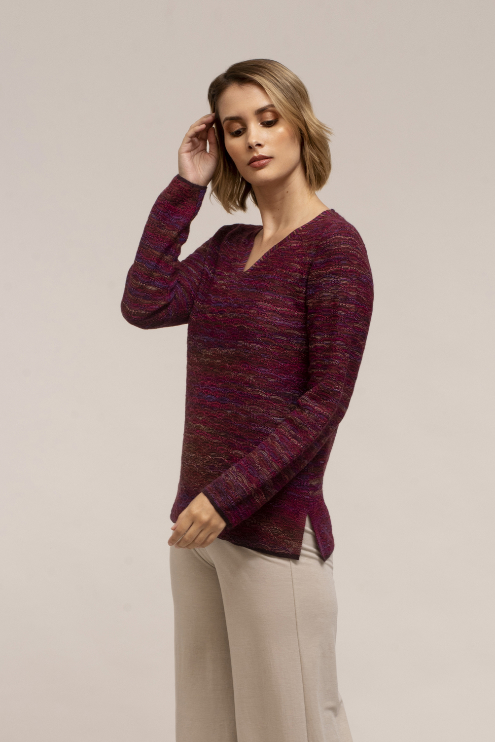 Suéter Mosaico Morado - Pure Alpaca